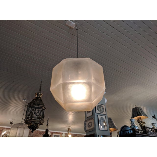 Vintage Geometric White Translucent Acrylic Pendant Lights | Chairish
