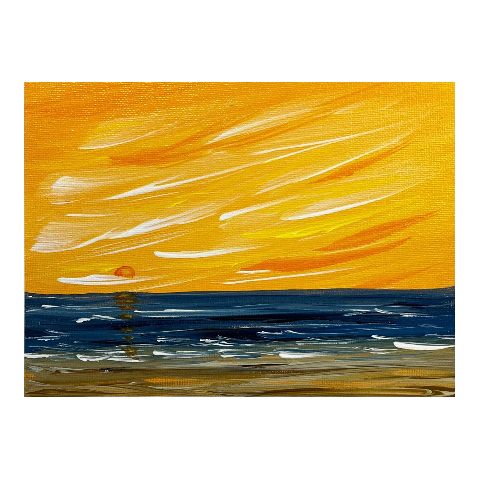 "Sun Setting Over the Sea" Contemporary Original Seascape Painting by ...