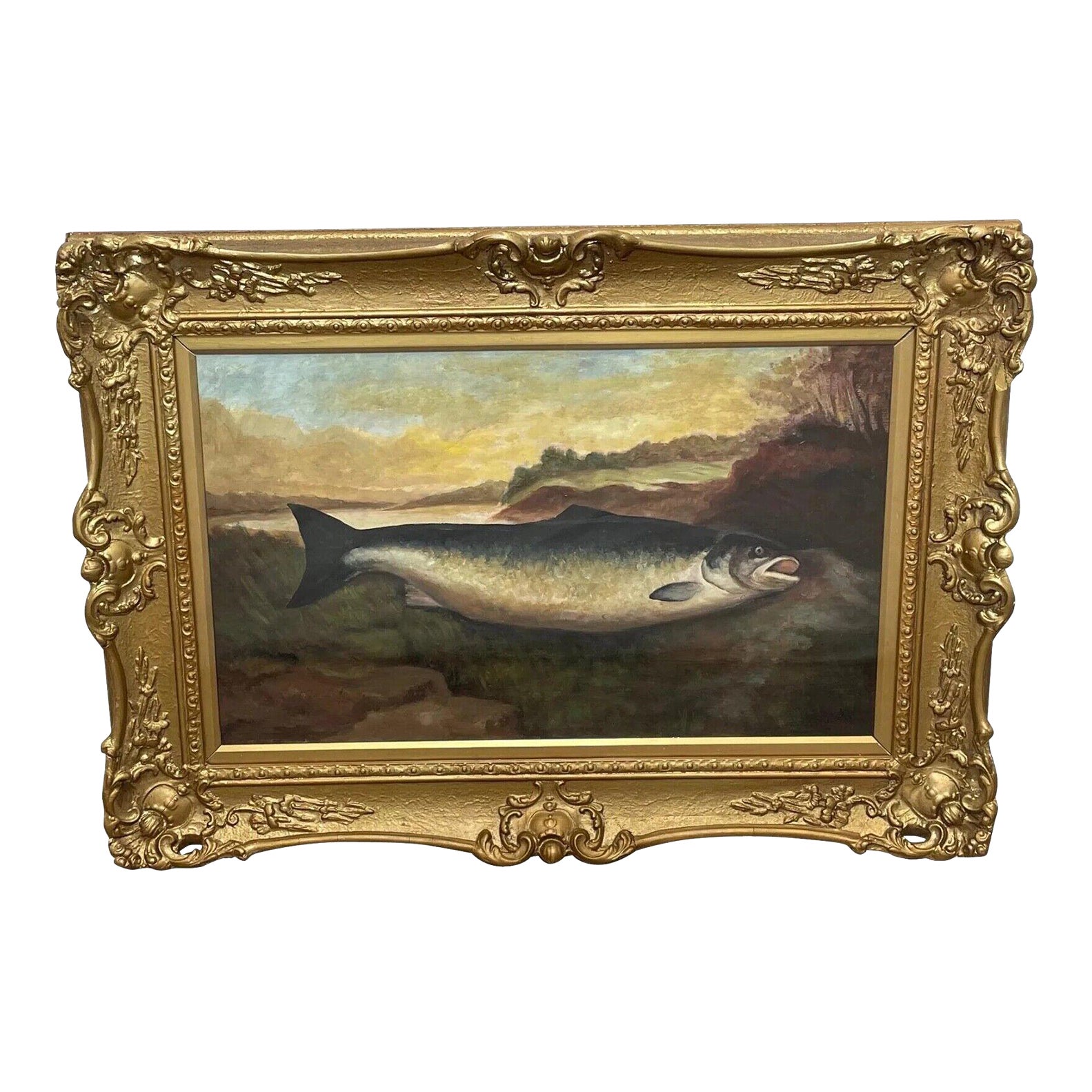 Scottish 19th Century Oil Painting Catch of the Day Trout Fish by John ...