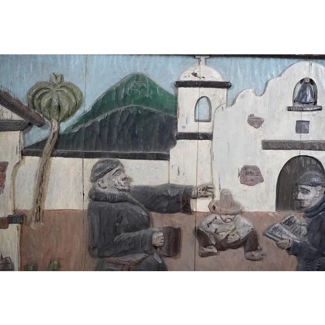 Carl Christian Abel - San Diego Mission Scene - Painted Wood Carving C ...