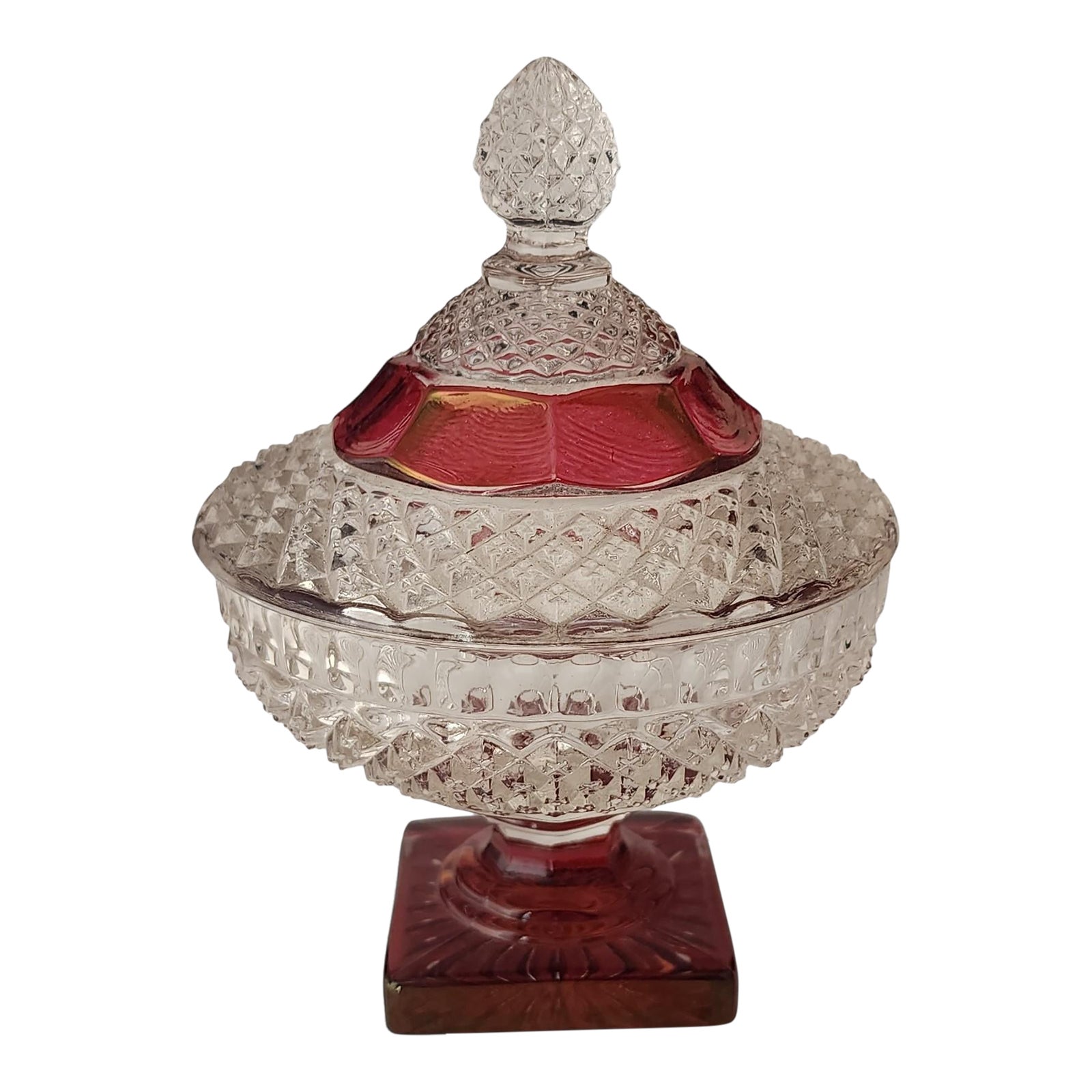 Vintage Westmoreland Waterford Ruby Red Flash Cut Glass Lidded Candy ...