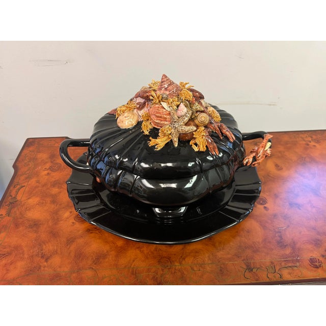 Mid 20th Century Majolica Trompe-L'œil Ceramic Shellfish Toureen With ...