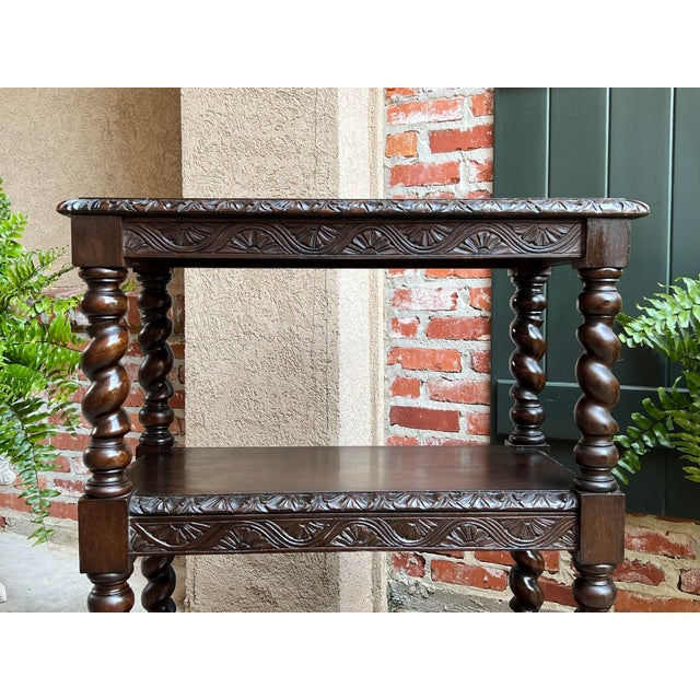 Antique French Carved Oak Server Sideboard Barley Twist Bookcase ...