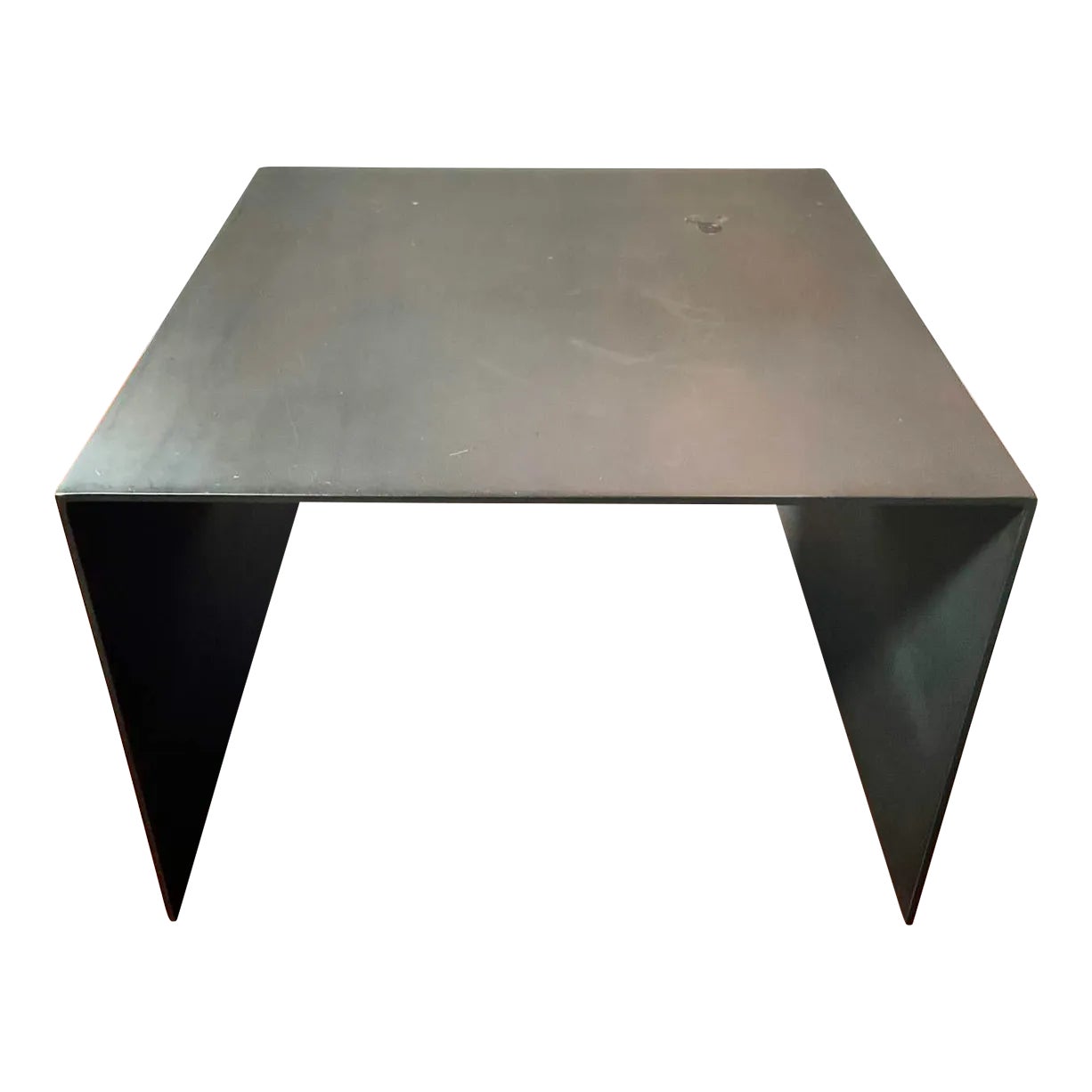 Vintage Modernist Style Square Raw Steel Side Table | Chairish