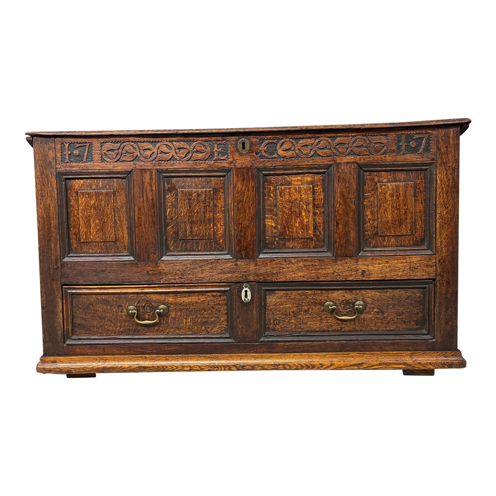 18th Century English Oak Mule Chest | Chairish