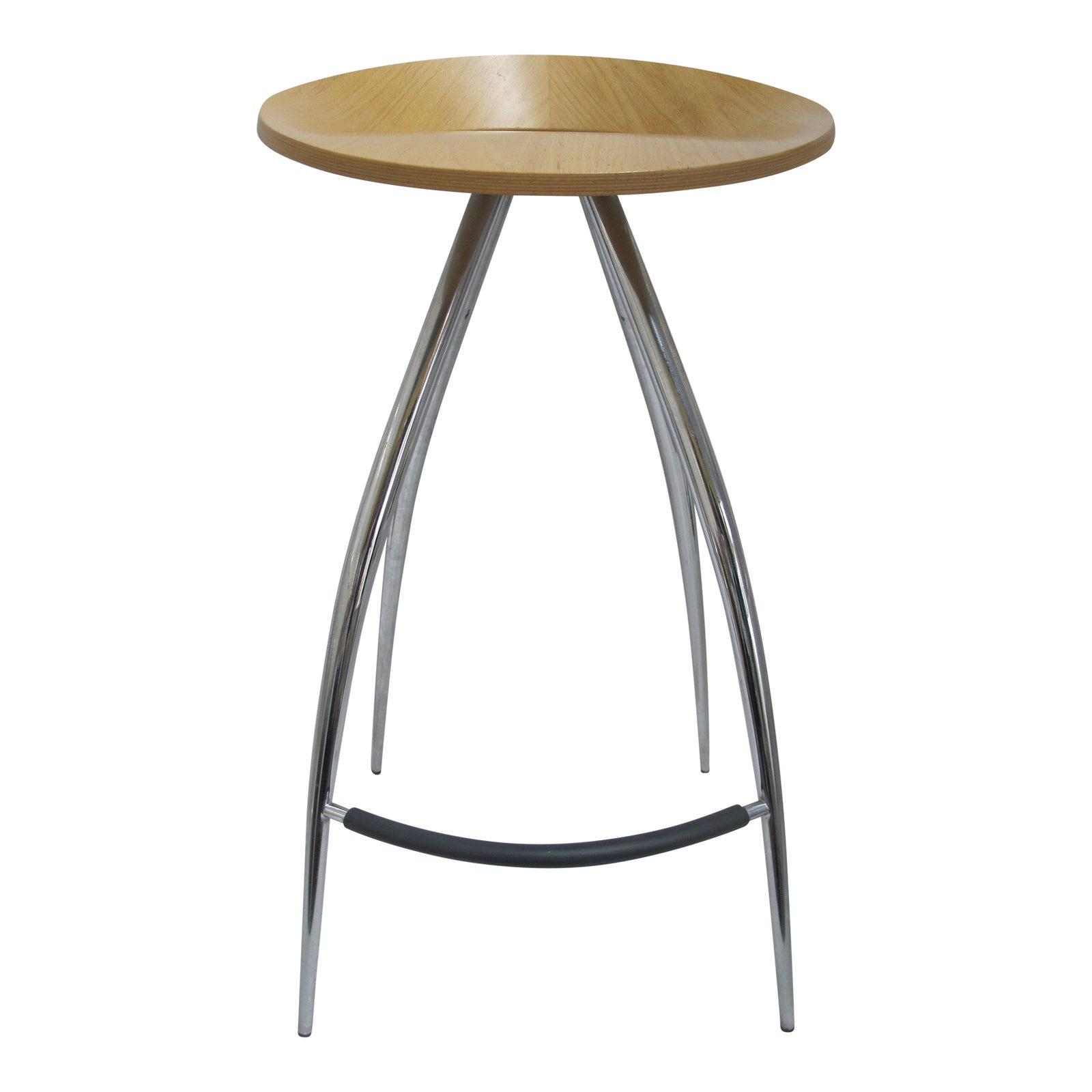 Magis Lyra Design Group Italia MCM Style Chrome & Wood Counter Stool ...