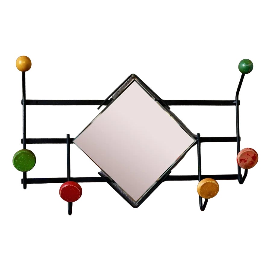 Vintage Coat Racks with Mirrors and Coloured balls, 1950s | Chairish