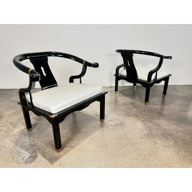 1960s Pair Vintage Modern James Mont Style Chinoiserie Black Lacquer ...