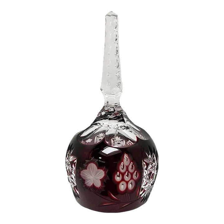 Ruby Red Cut to Clear Crystal Dinner Bell | Chairish