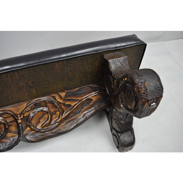 Vintage Witco Tiki Elvis Jungle Room Carved Wood 48 Long Window Bench