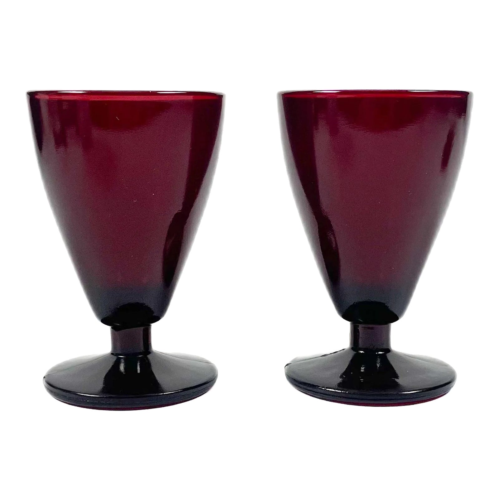 Ruby Red Cordial Glasses by Anchor Hocking | Chairish