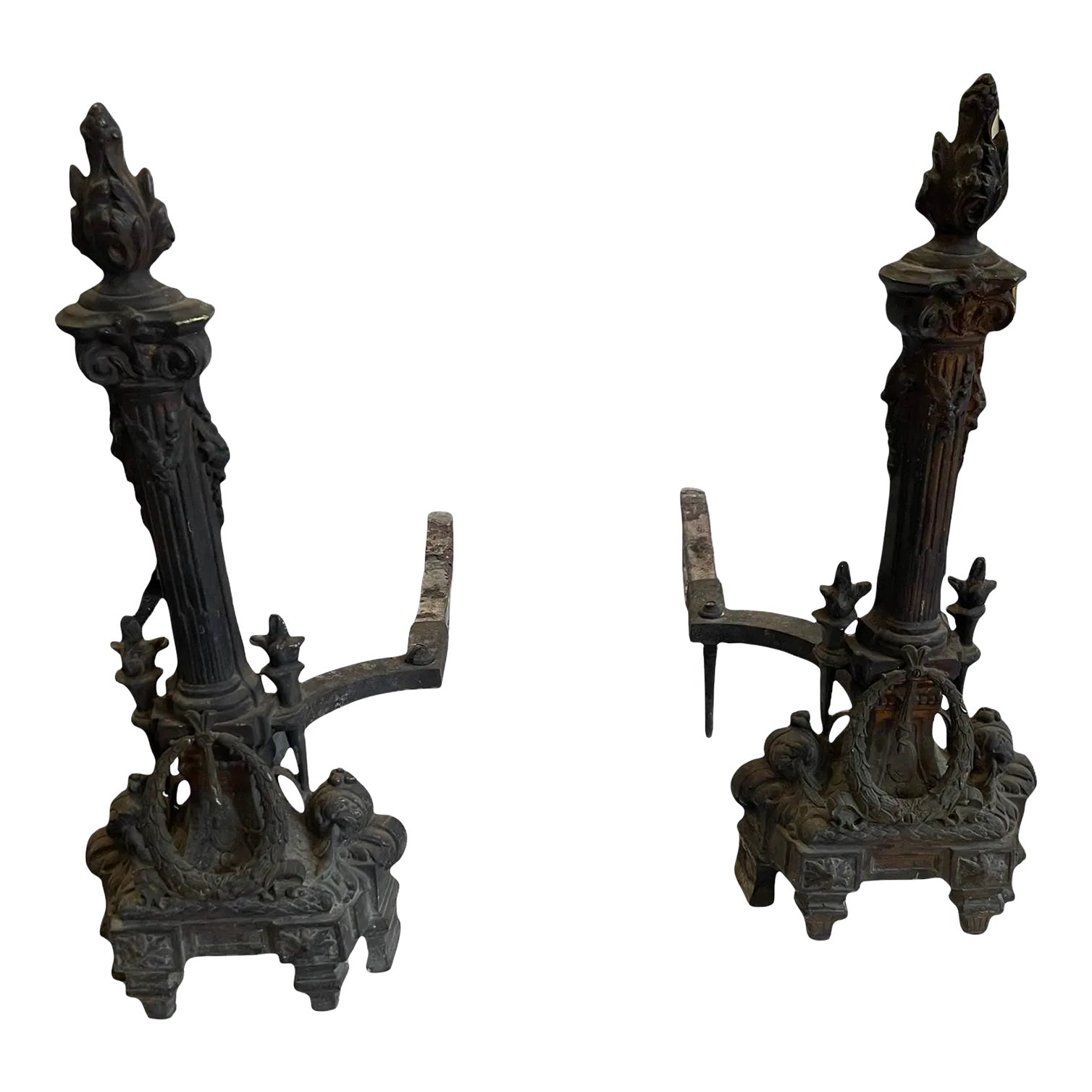 Mid 18th Century Victorian Western Europe Cast Iron Large Fire Dogs - a ...