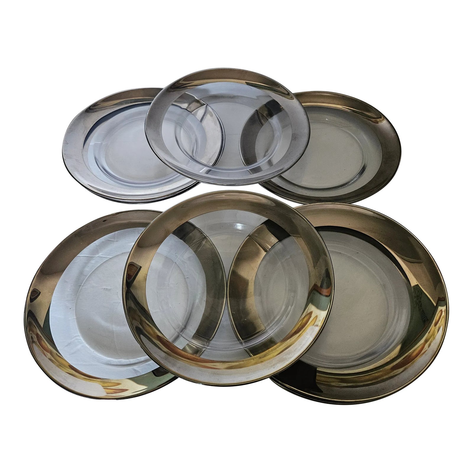 Vintage Set of Annie Glass Roman Style Plates With Silver Border - Set ...
