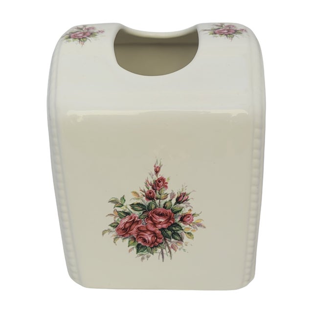 Vintage Late 20th Century Floral Rose Chintz Porcelain Ceramic Tissue ...
