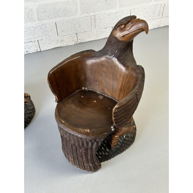 American Hand-Carved Wood Eagle Armchairs, 1900s, Set of 2 | Chairish
