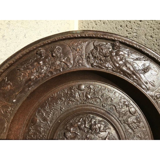 Baroque Style Cast Iron Charger with Mythological Scenes | Chairish