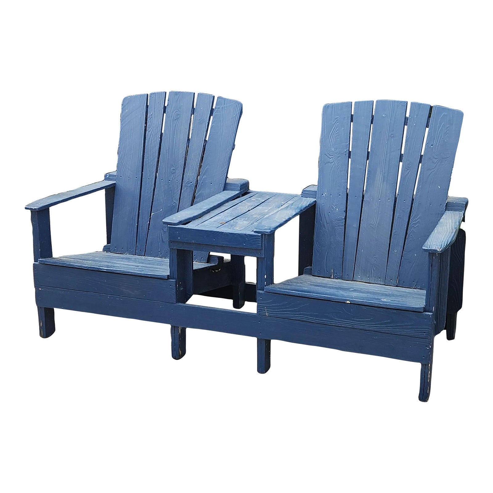 Vintage Mid Century Double Adirondack Chairs With Center Table | Chairish