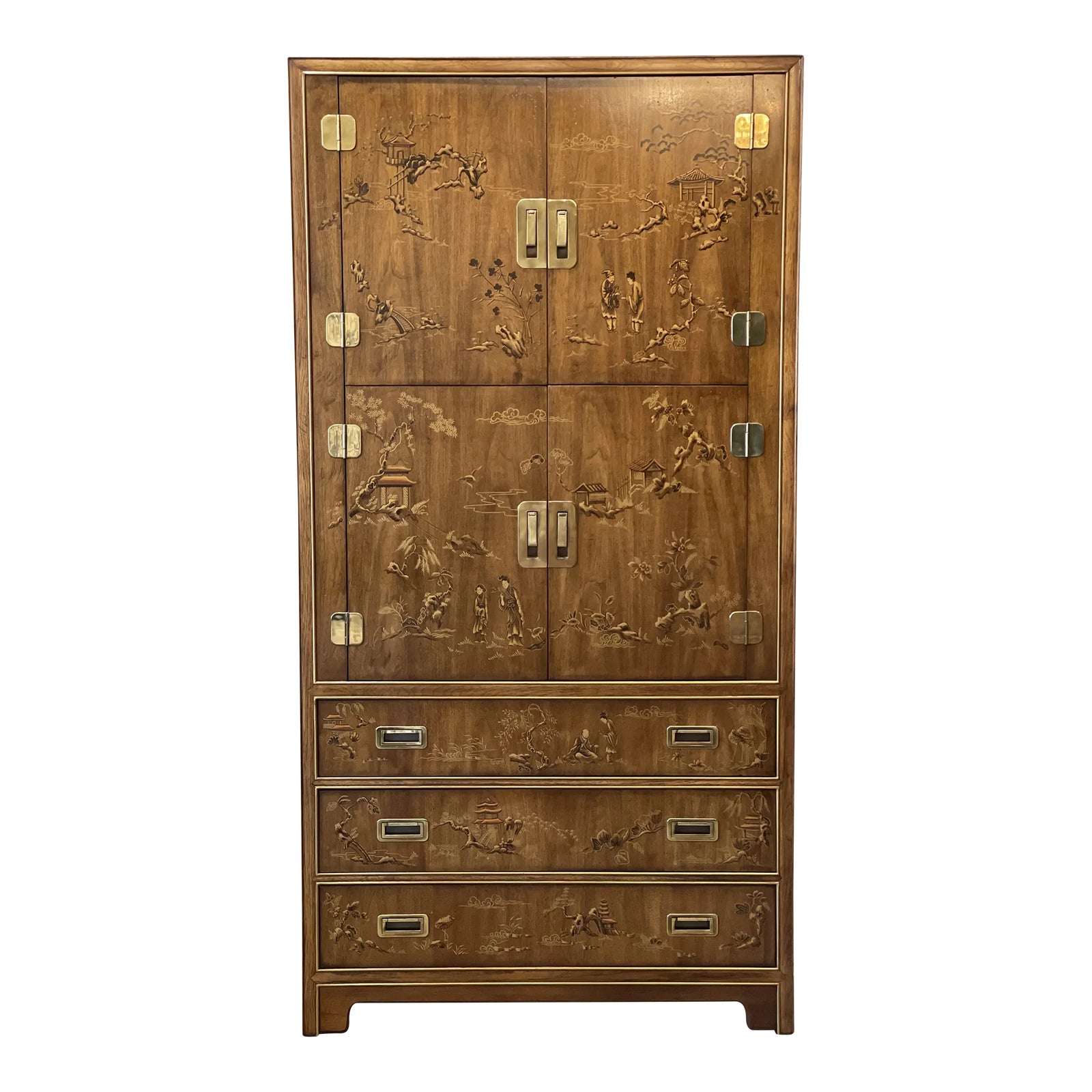 1970s Drexel Heritage Chinoiserie Armoire Dresser | Chairish
