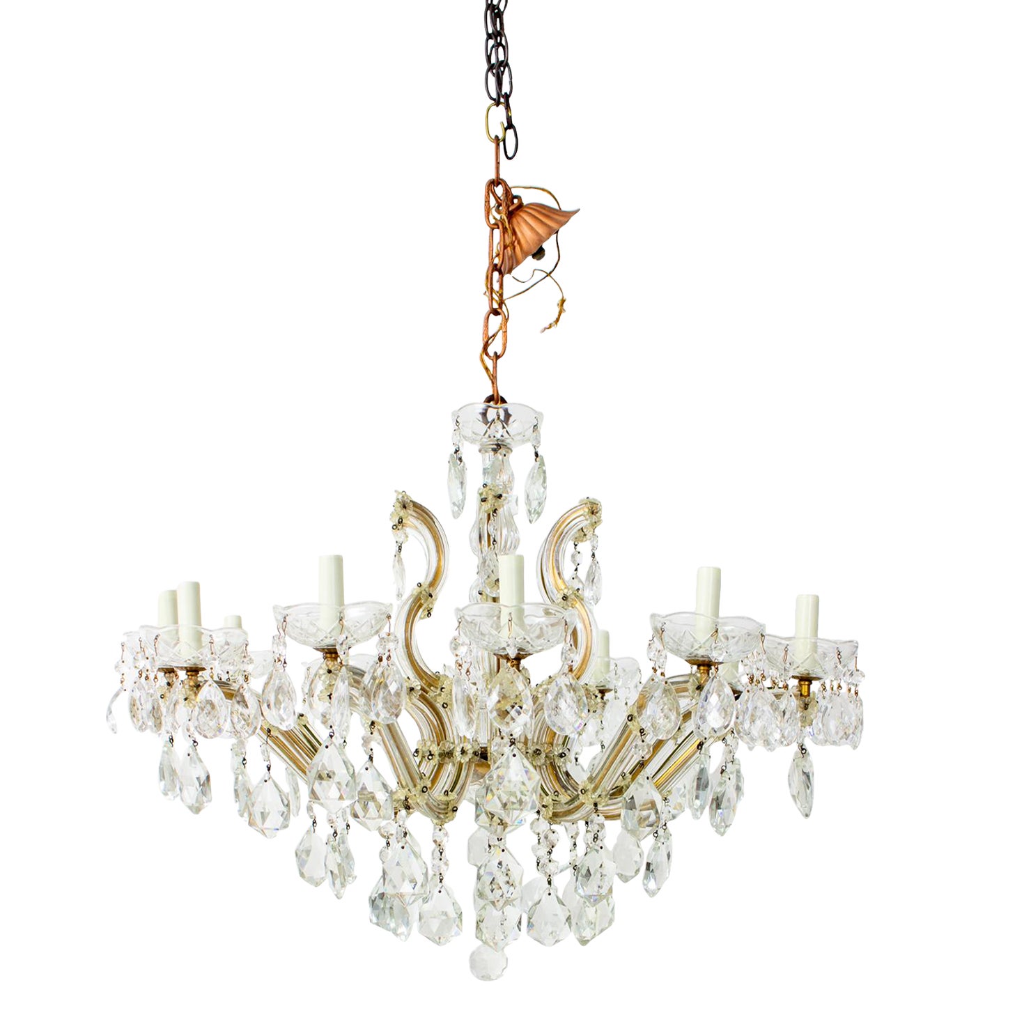 Mid 20th Century Crystal Maria Theresa Chandelier | Chairish