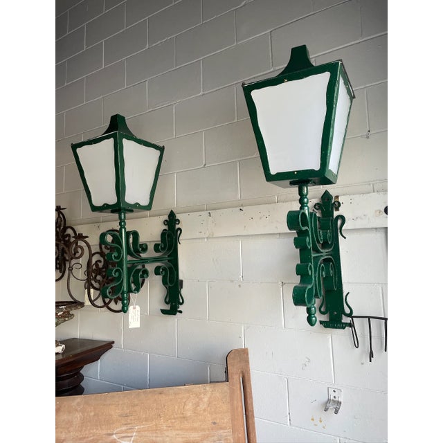 Pair of Large French Architectural Wall Lanterns | Chairish