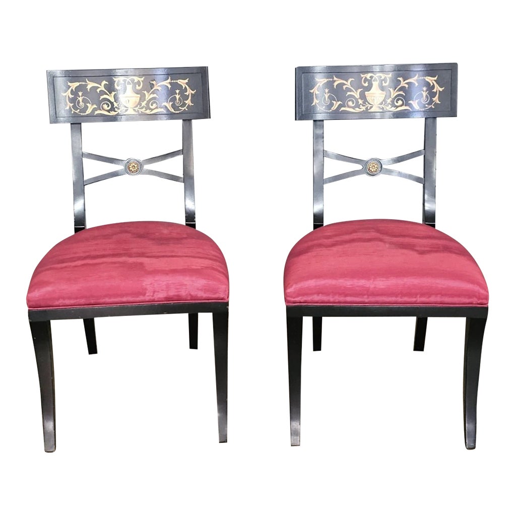 Pair of Regency Style Ebonized Klismos Chairs by Baker Furniture in ...