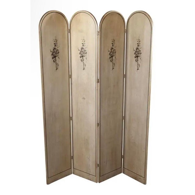 Vintage 1970 Gilded Four Panel Screen Room Divider by Edna Kaylor ...