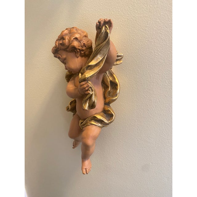 Early 20th Century French Putti Cherub Angel Polychrome Wall Sculpture ...