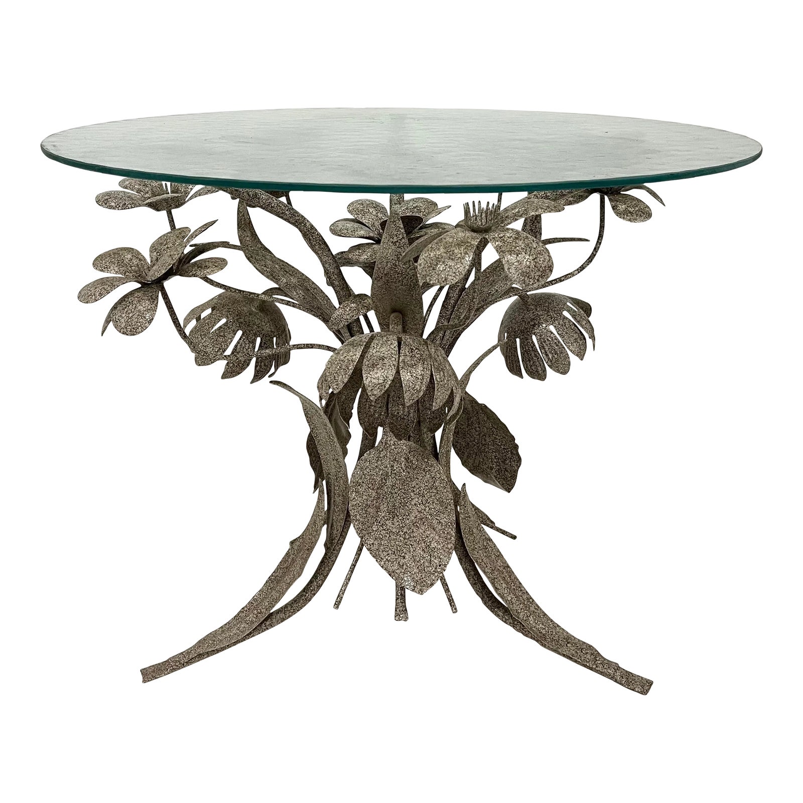 Vintage Tole Flower Side Table | Chairish