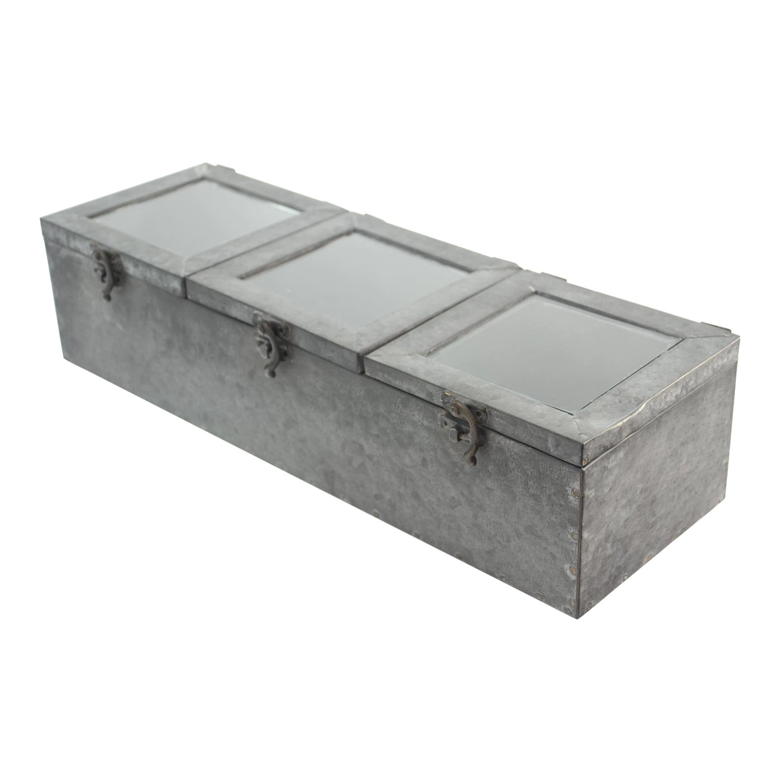 Three Window Zinc Storage/Display Box | Chairish