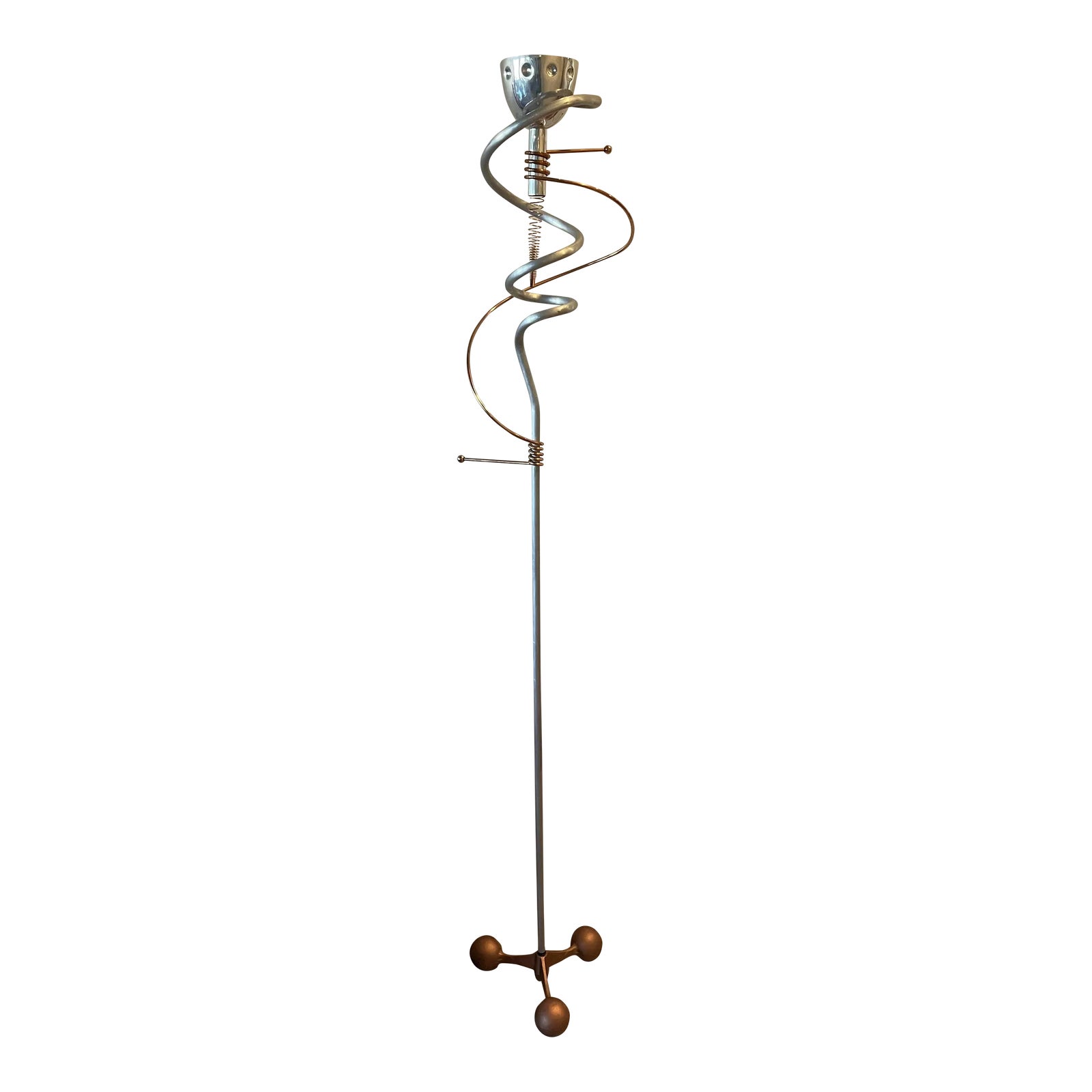 1980s Italian Memphis Design Atomic Aluminum Copper Torchier Floor Lamp ...