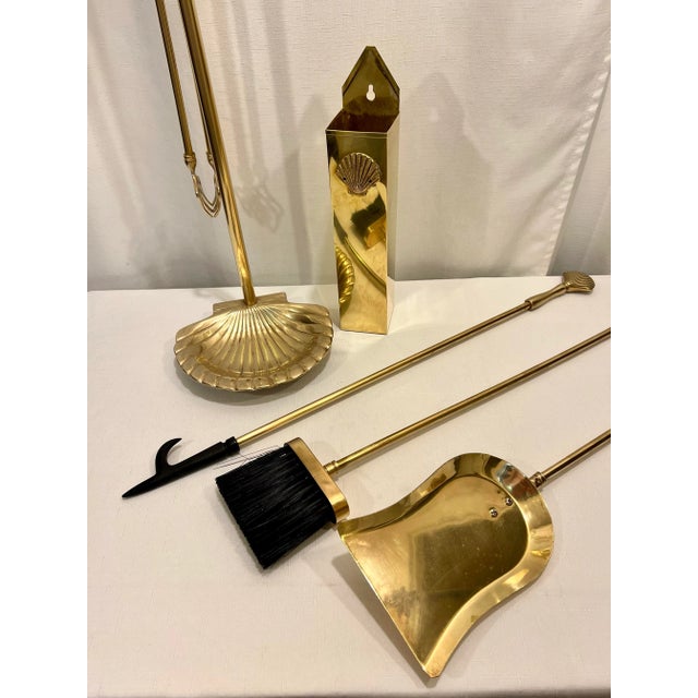 Late 20th Century Vintage Hollywood Regency Polished Brass Clamshell ...