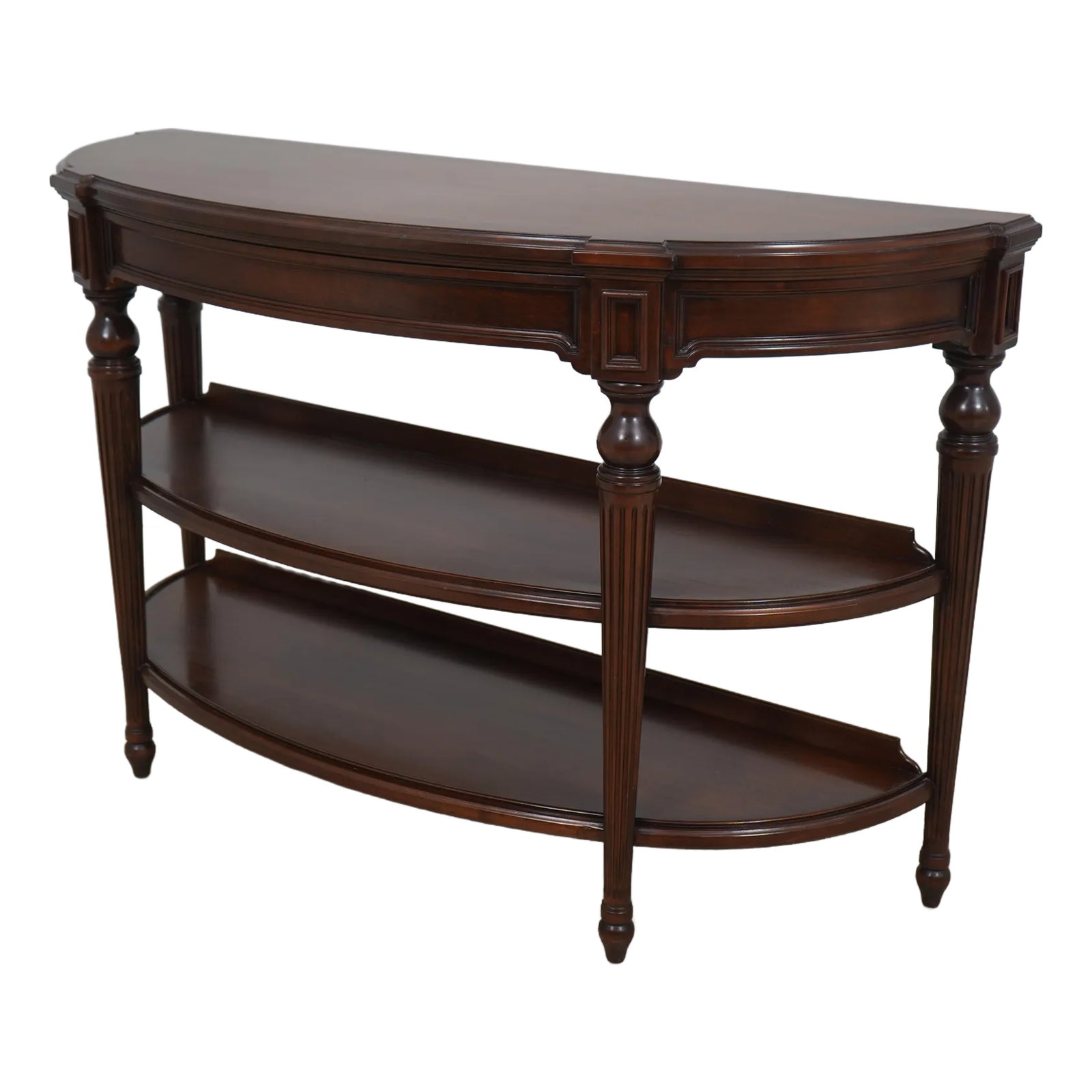 Baker Cherry Tiered Demilune Console Table | Chairish