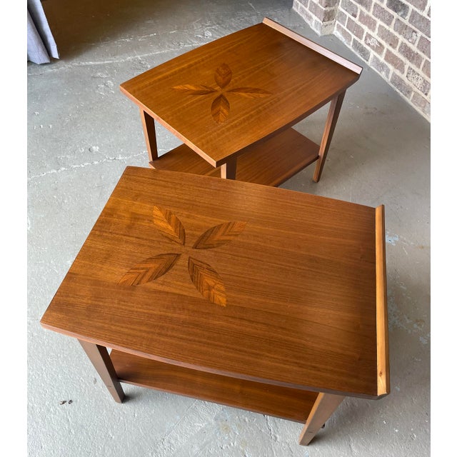 Lane Side Tables With Rosewood Inlay Pattern on Top | Chairish