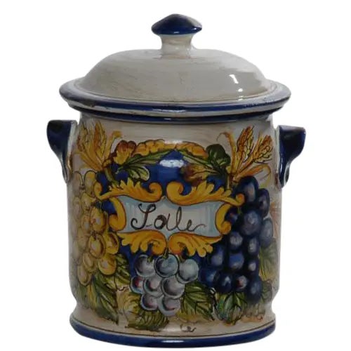1990s Italian Hand Painted Ceramic Canister | Chairish