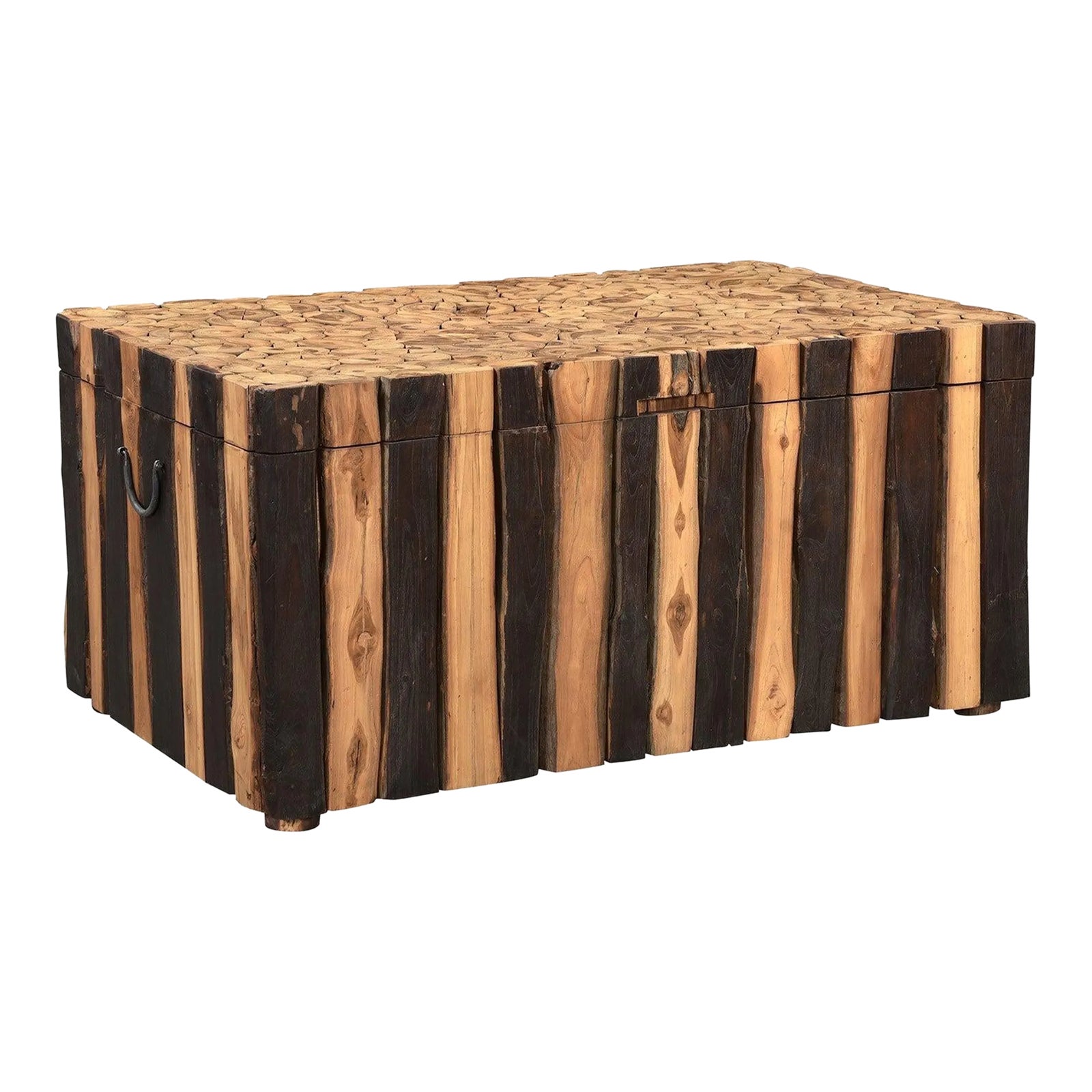 Rustic Ribbed Solid Wood Chest | Chairish