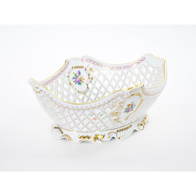 Large Herend Hungarian Porcelain Reticulated Centerpiece Floral Motif ...