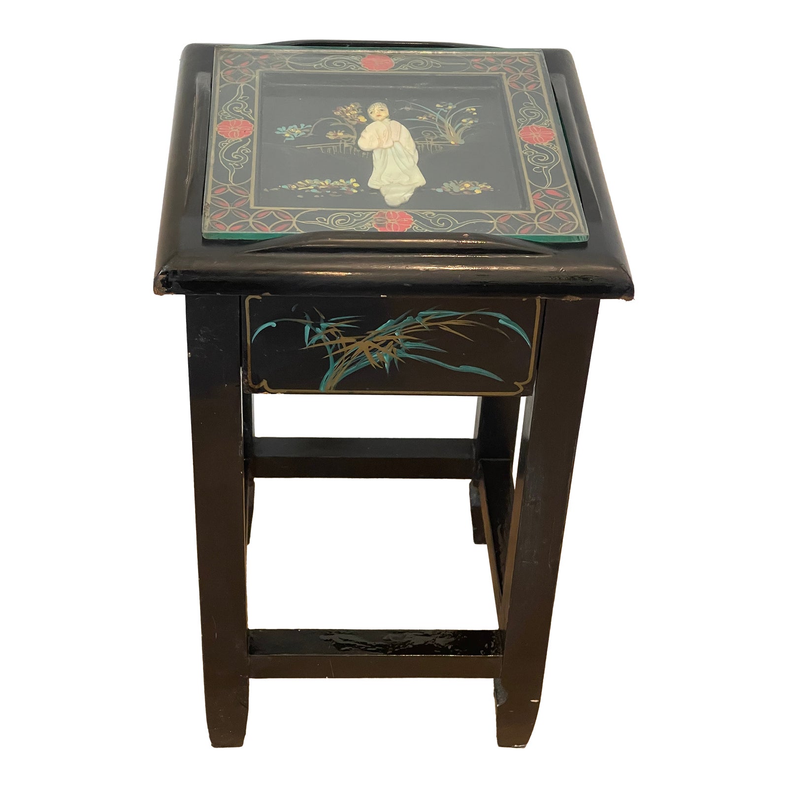 1950s Chinese Small Chinoiserie Plant Stand With Quan Yon | Chairish
