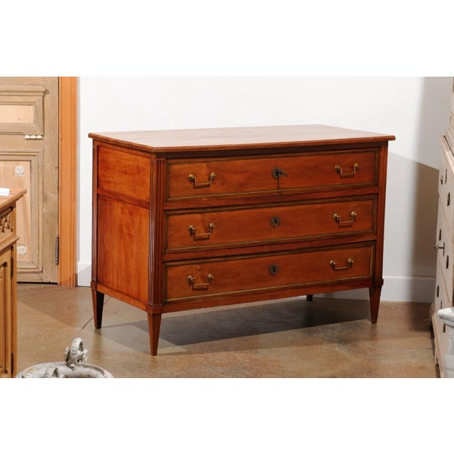 1790s French Louis XVI Commode Secrétaire with Petite Desk and Fluted ...