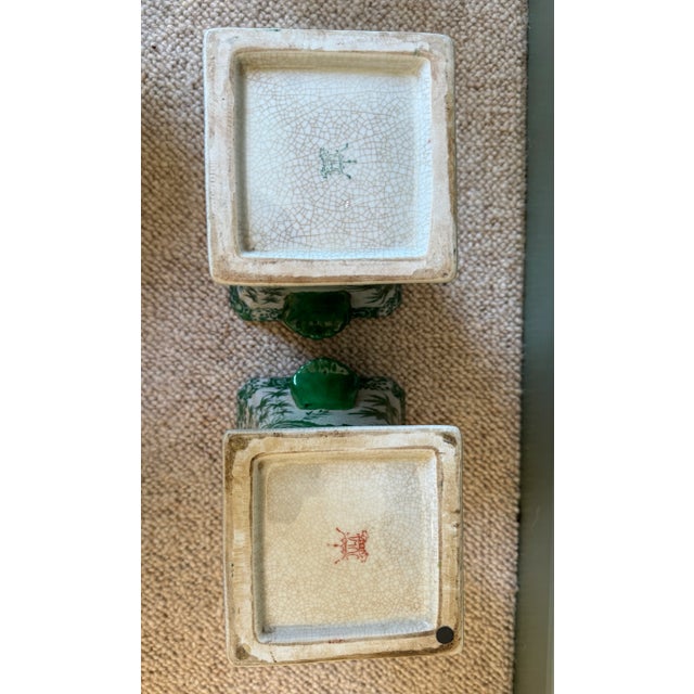 Vintage Green Chinoiserie Cachepots - a Pair | Chairish