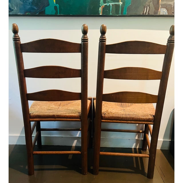 Vintage Ladder Back Dining Chairs Cane Seats | Chairish