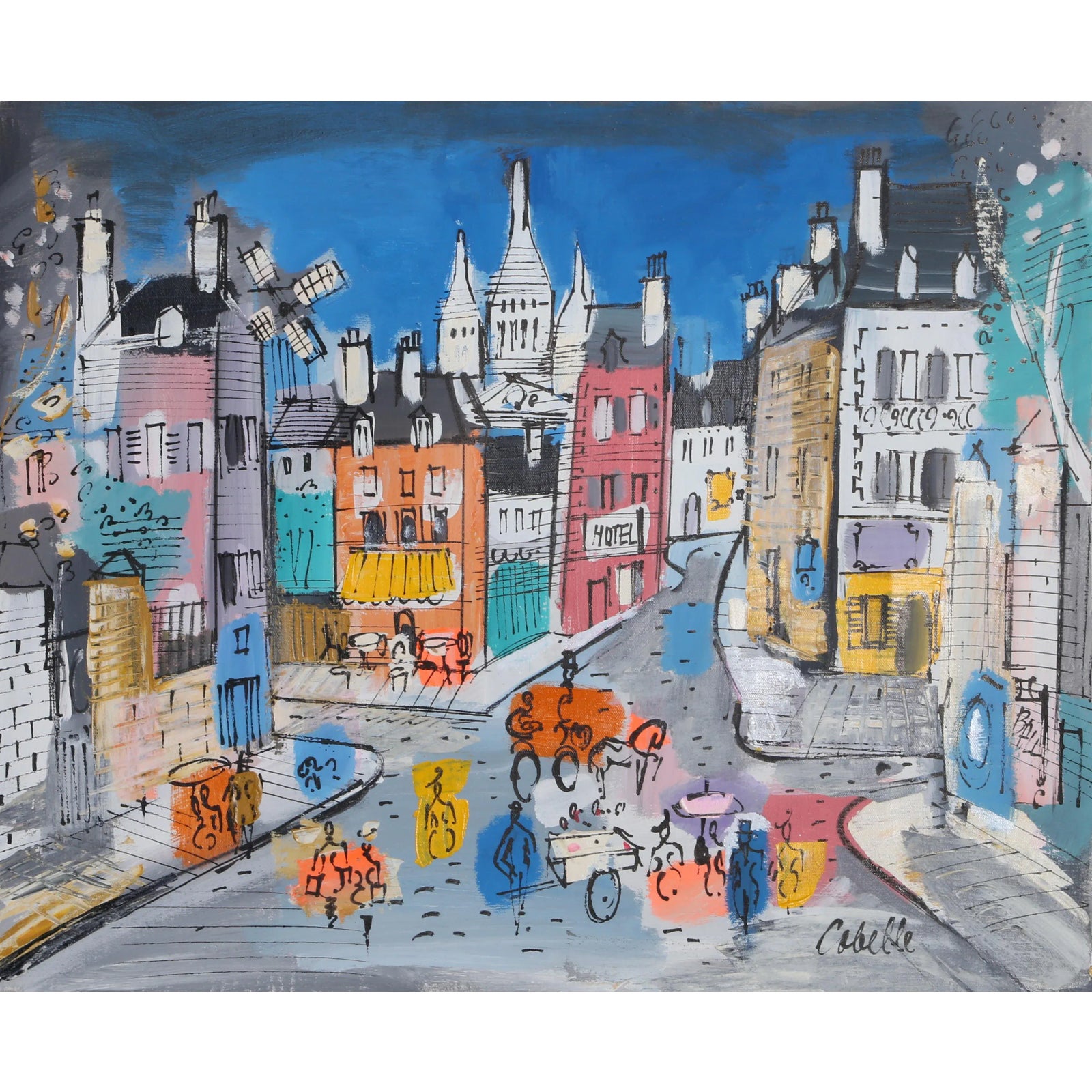 Rue Du Paris 1, Charles Cobelle Acrylic on Canvas, Signed Lower Right ...