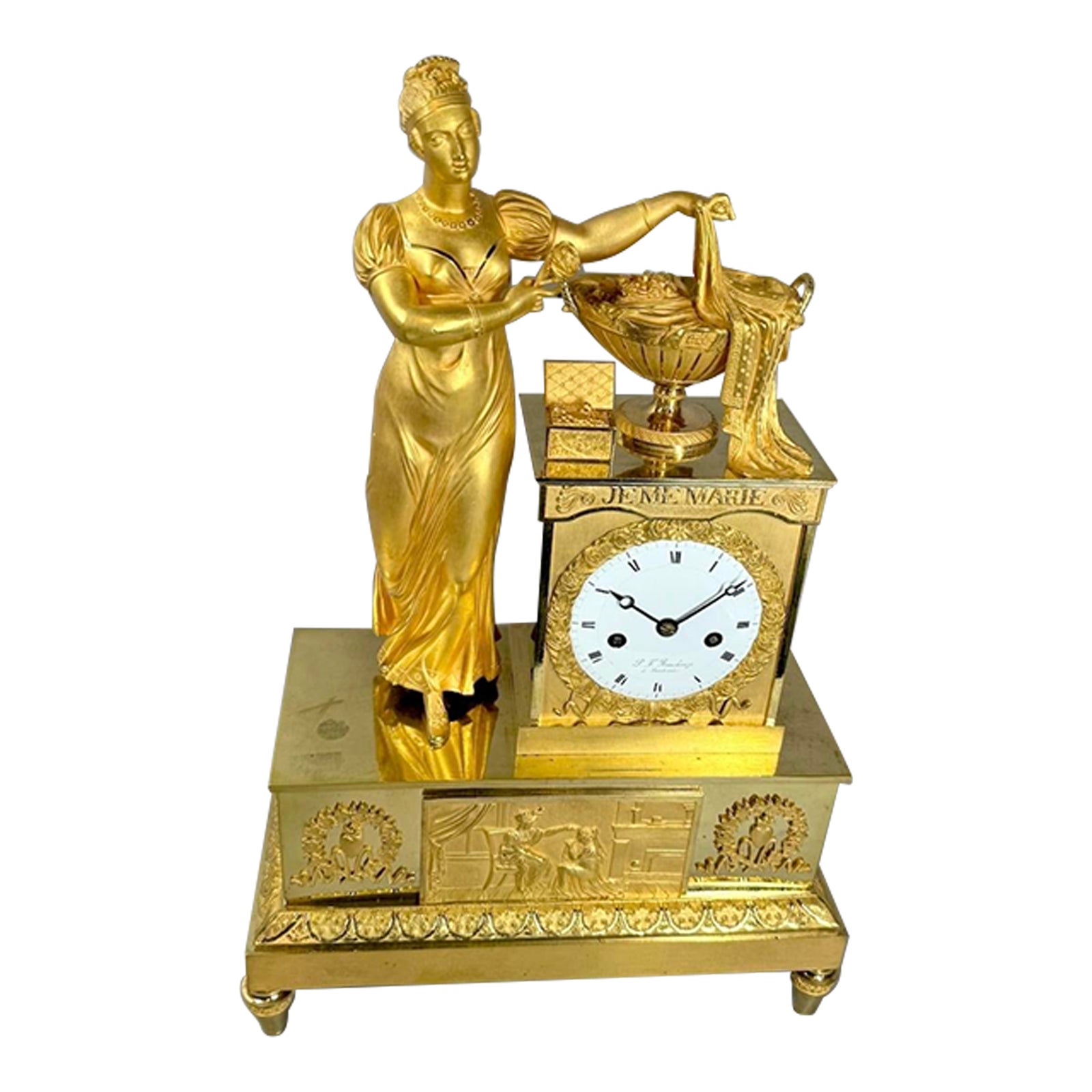 French Empire Era Gilt Bronze Clock: A Regal 19th Century Timepiece ...