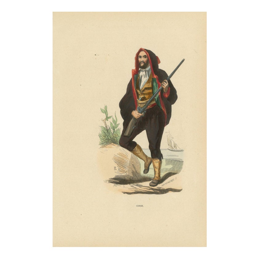 Markaert, Corsican Man with Firearm, 1845, Hand-Coloured Lithograph on ...