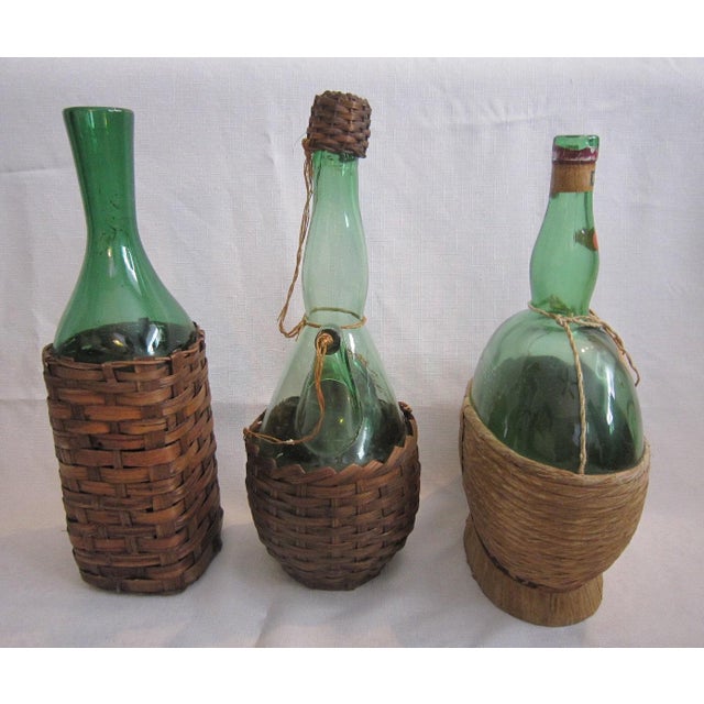 Italian Glass Demijohns - Set of 3 | Chairish
