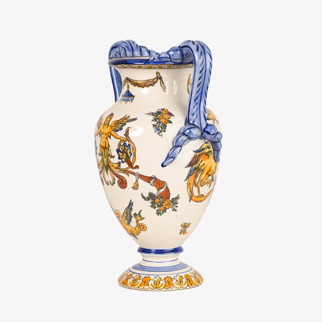 Late 19th Century Gien Faience Vase, Renaissance Decoration | Chairish