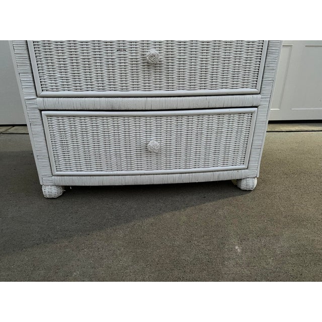 1970s Vintage Quality Henry Link Style White Wicker 3 Drawer Storage ...