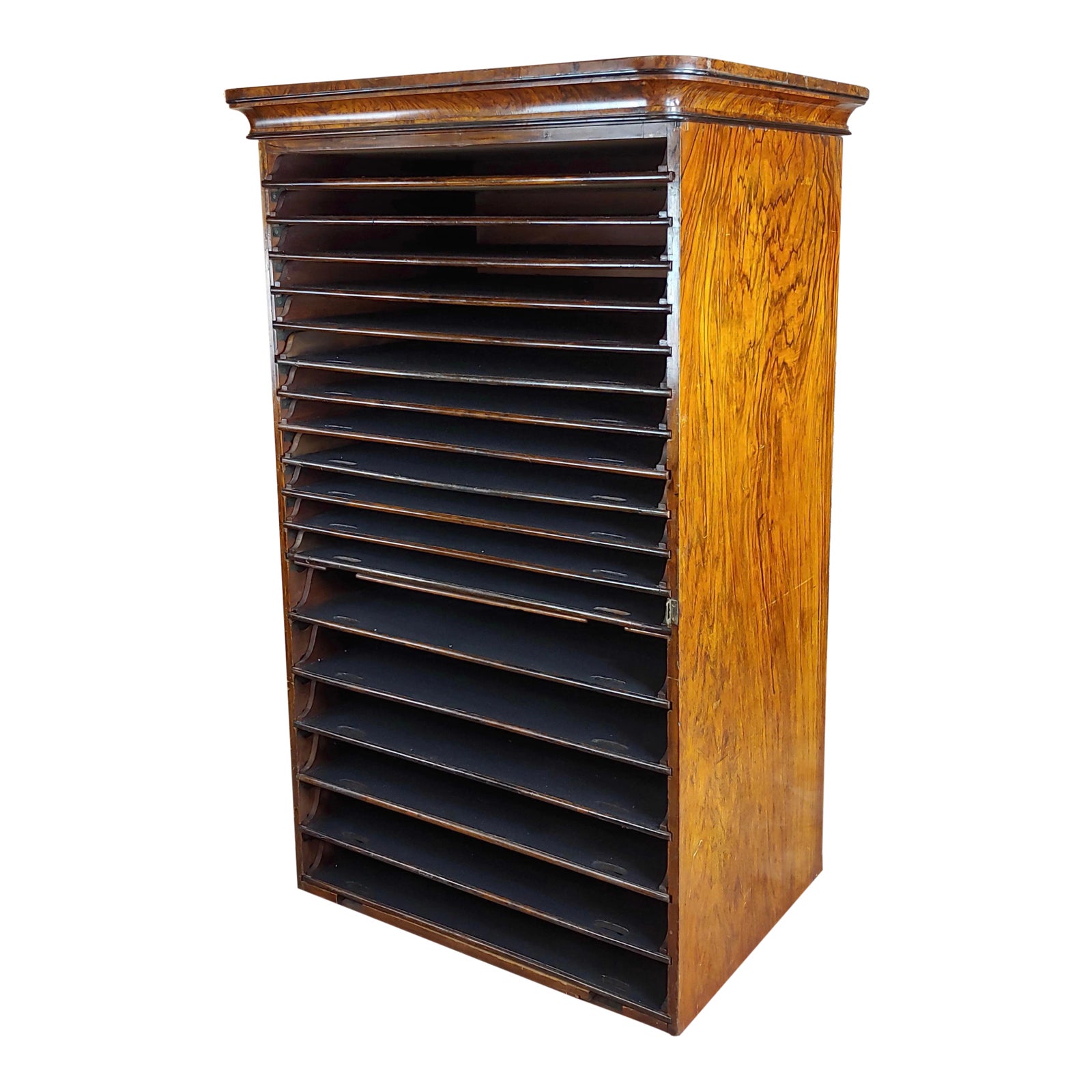 19th Century English Antique Archival Portfolios & Maps Rack Shelf ...