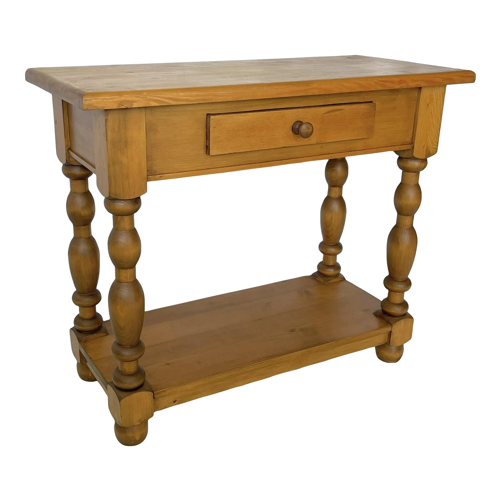 Rustic Solid Wood Console Table With Drawer and Lower Shelf | Chairish