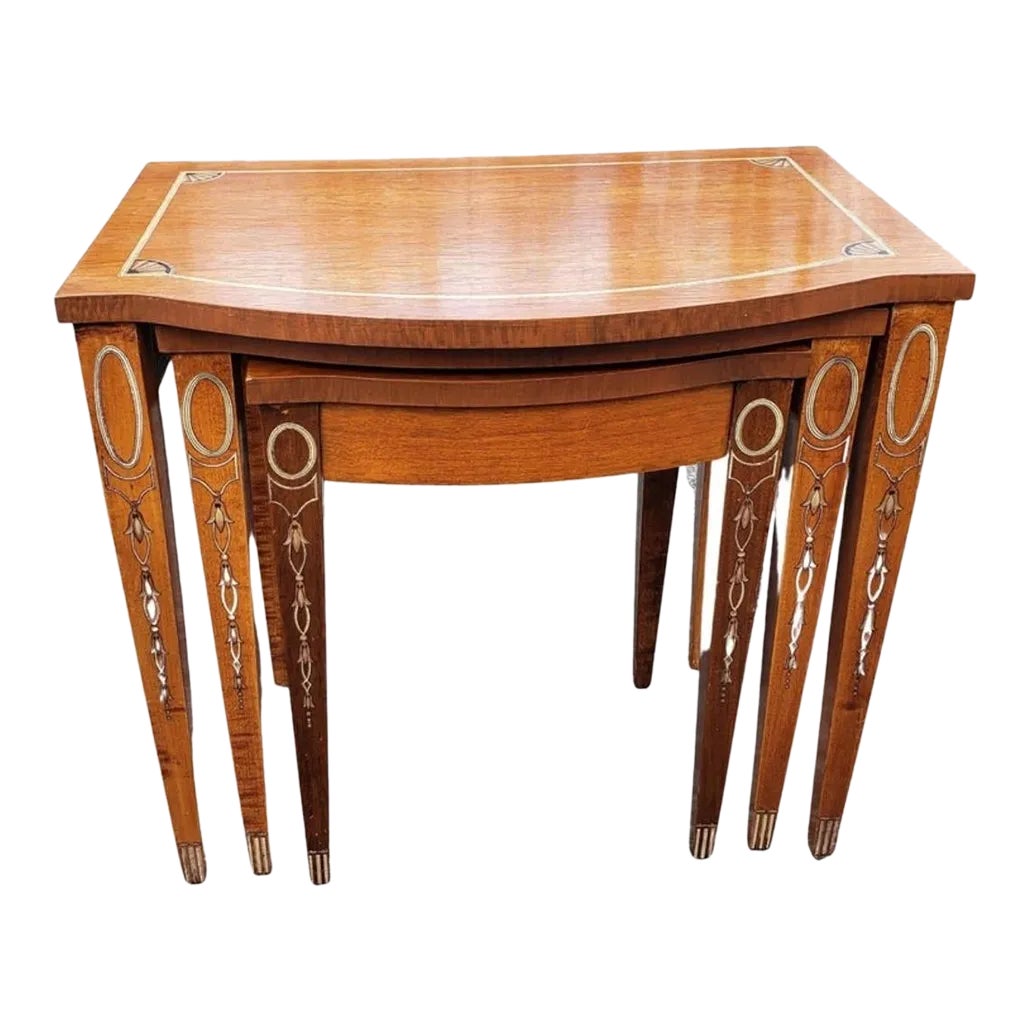 1910s Set of Three George Iii Style Inlaid Mahogany Nesting Tables ...