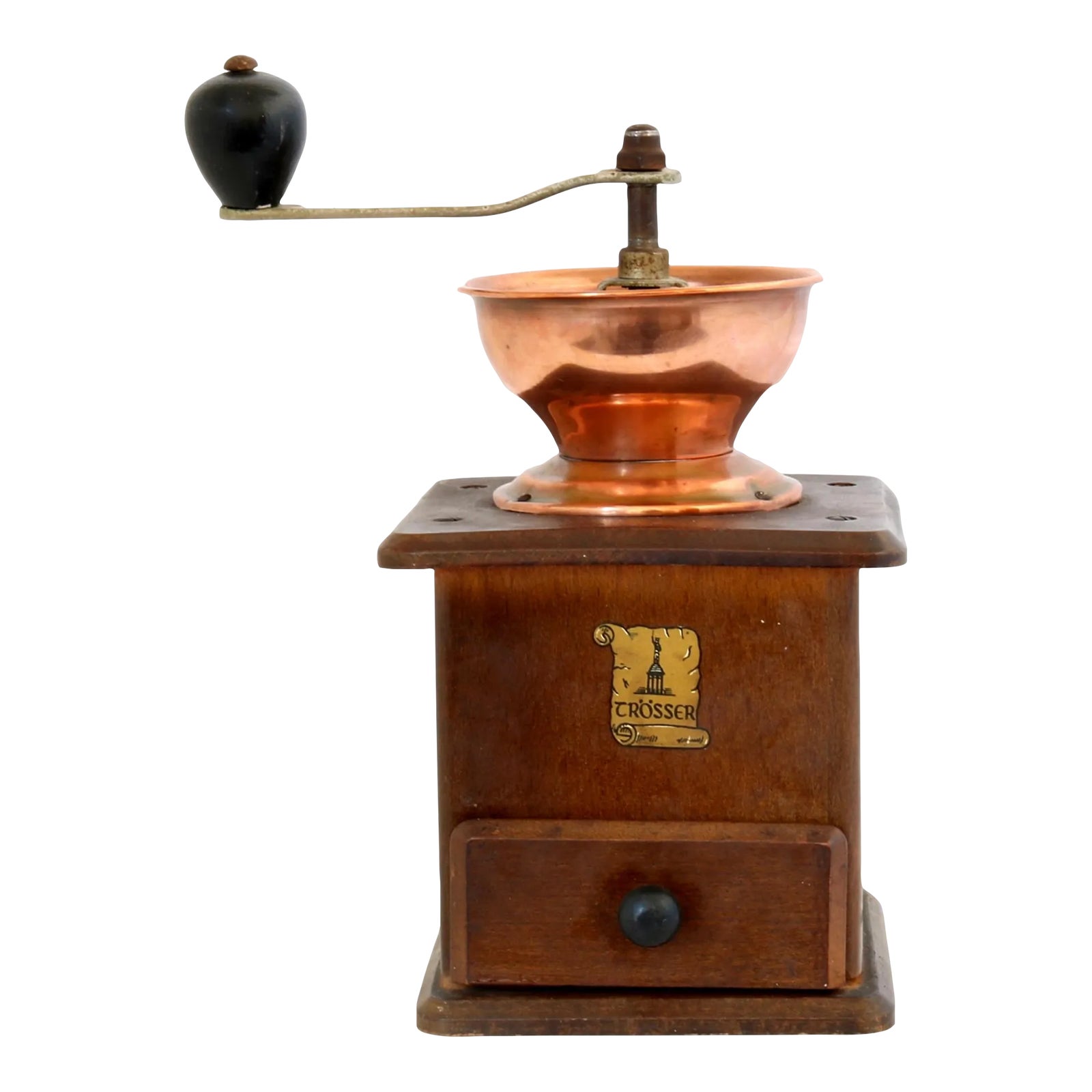 Vintage Copper Top Coffee Grinder | Chairish